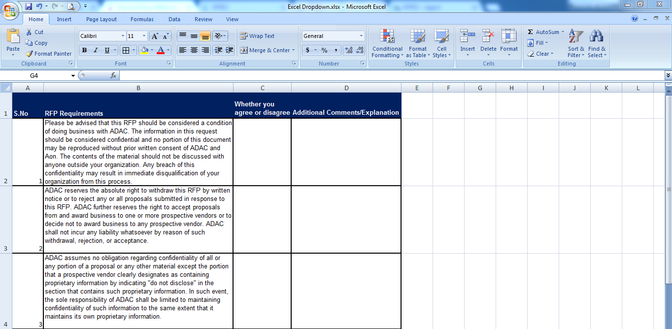 Using drop-downs as answer types in Excel – Home
