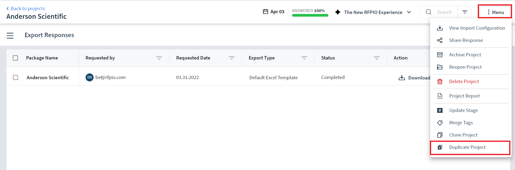 Duplicating projects – Home